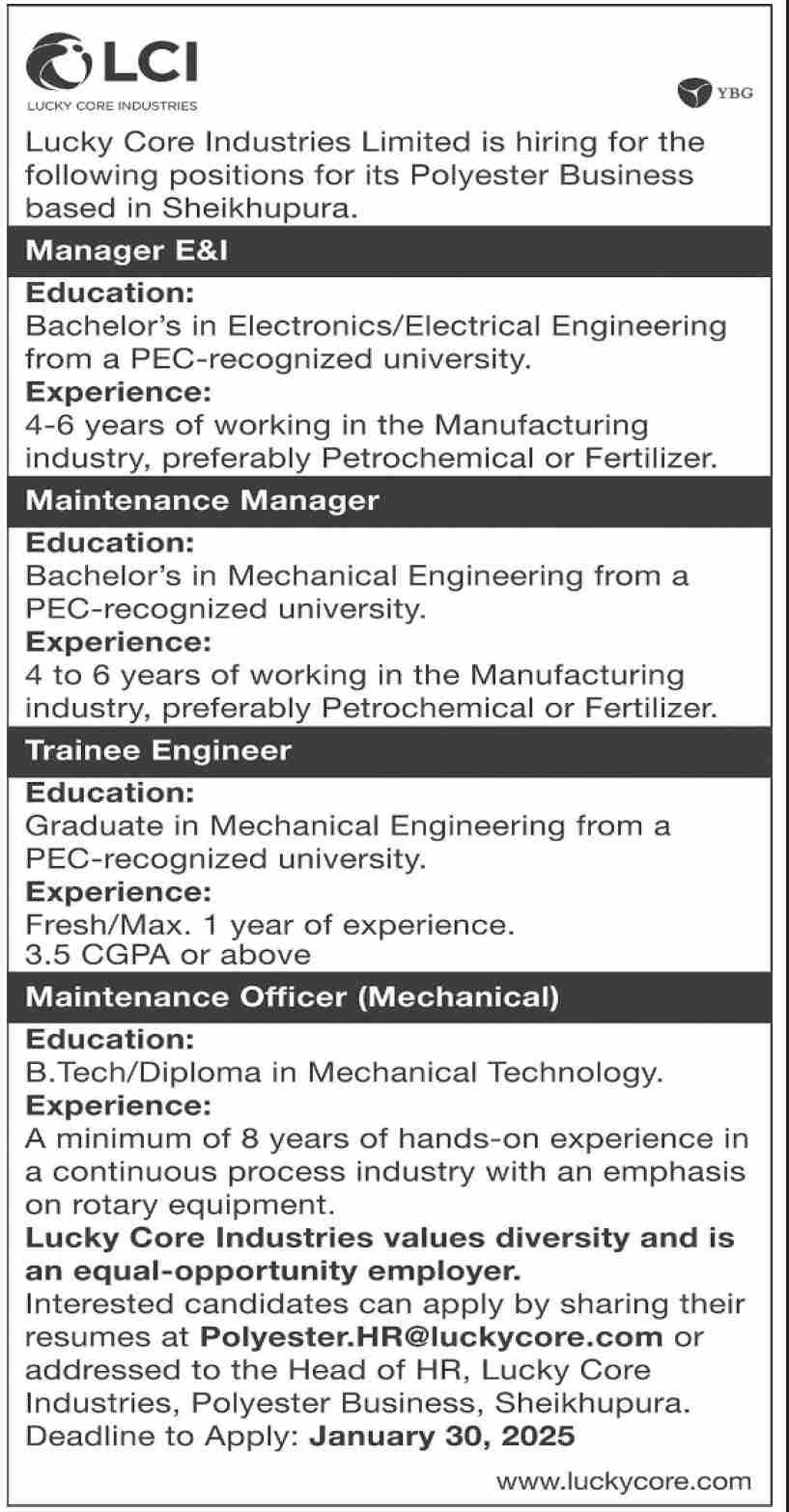 Job Openings at Lucky Core Industries 2025 - Job Ads